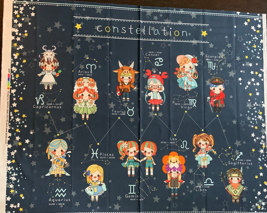 Japan Constellation Sweet Doll Fabric Panel. Zentex Anime Type Japanese ...