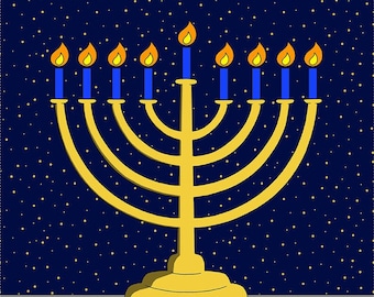 Jewish Fabric Northcott Menorah Hannukah Jewish Holiday - Etsy