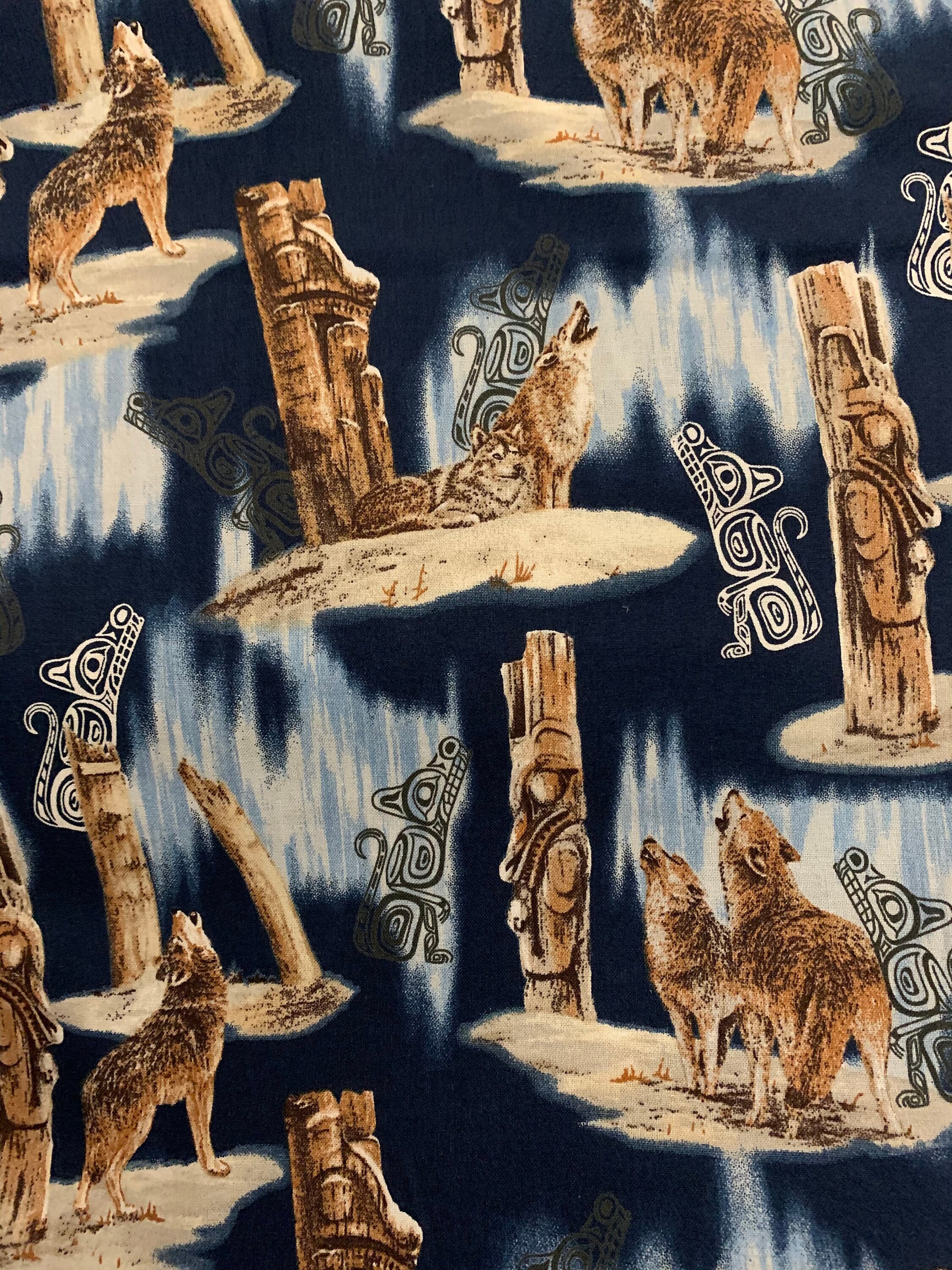 Indigenous Cotton Fabric Wolf Native Spirit Sue Coleman | Etsy Canada