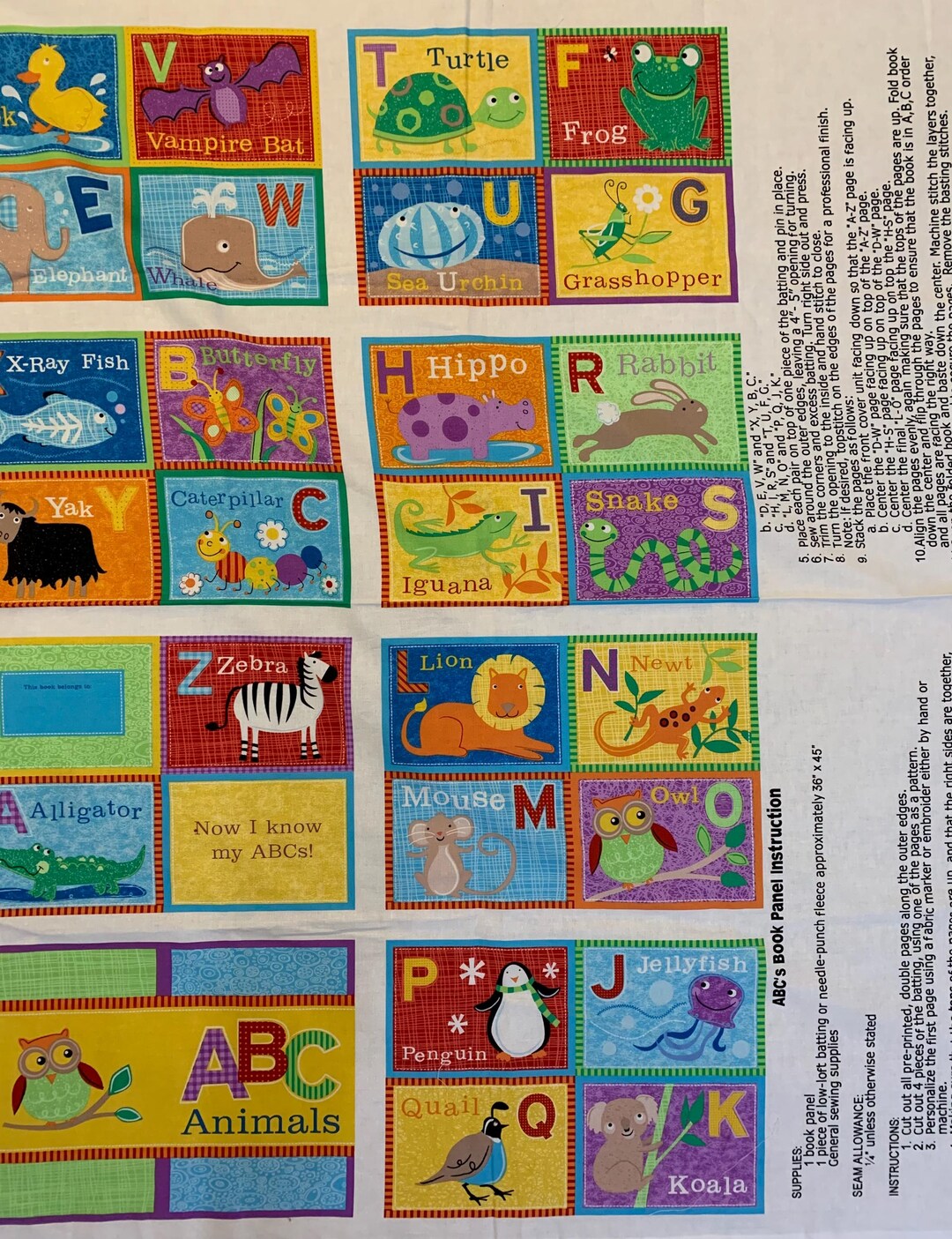 Alphabet Cloth Storybook Panels Sew N Go, , Abc Alphabet Book Sew Panel ...