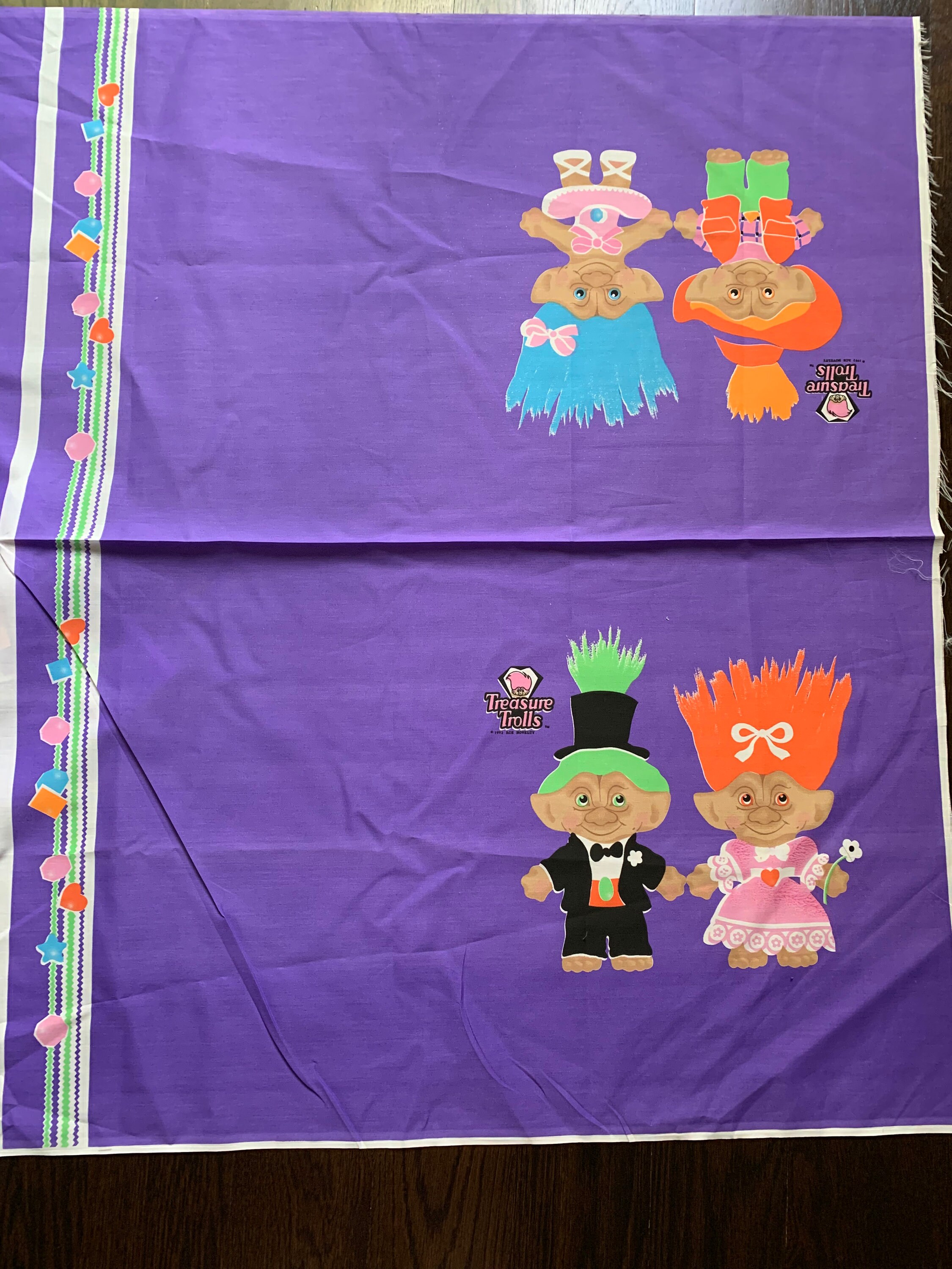 Vintage Trolls Panel, Bride Groom Trolls Licensed Old Rare Fabric New ...