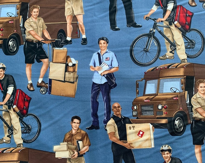 Deliveryman UPS Delivery Man Postman USPS Mailman Fabric Last Piece ...