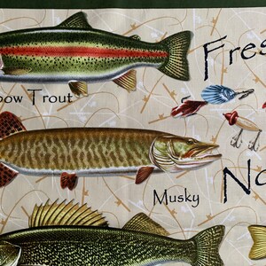 Fishing Fish Fabric Panel Freshwater Fish North America Fabric Blank ...