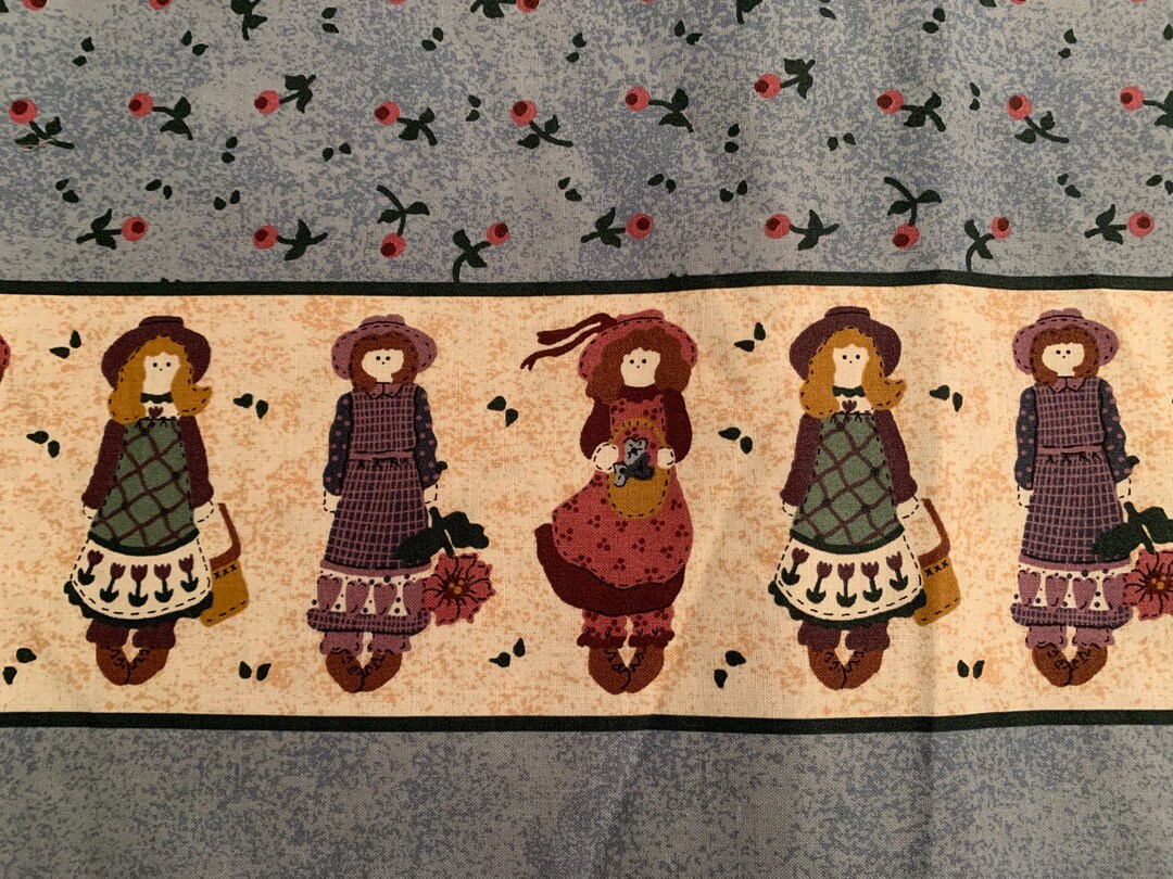 Country Farm Sweet Girls Dolls Border Print VIP Cranston Leslie Beck ...