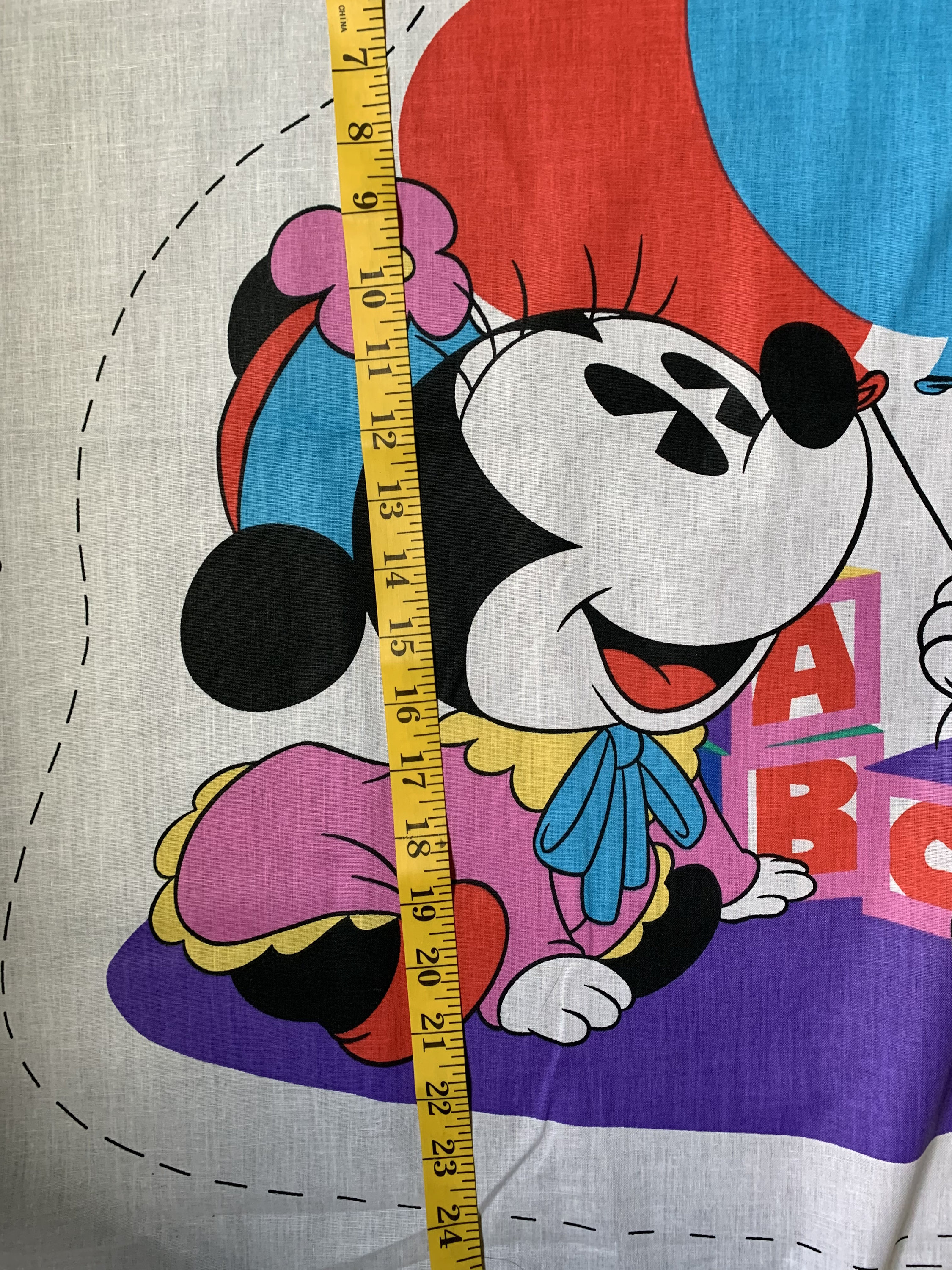 Baby Mickey Mouse and Minnie Mouse Vintage Appliqué Panel Cotton Fabric ...