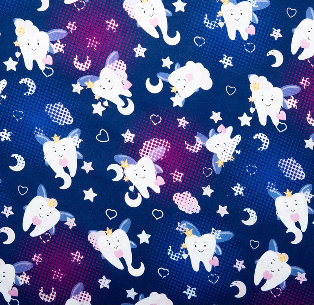 Dentist Fabric, Tooth Fairy Tooth Cotton Fabric, Dentist Hygienist ...