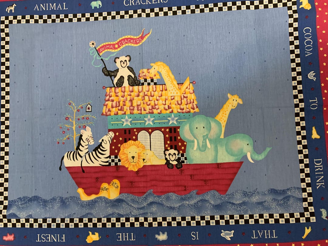 Noah’s Ark Fabric, Noah’s Ark Panel, Noahs Ark Animals Noah’s Ark Sweet ...
