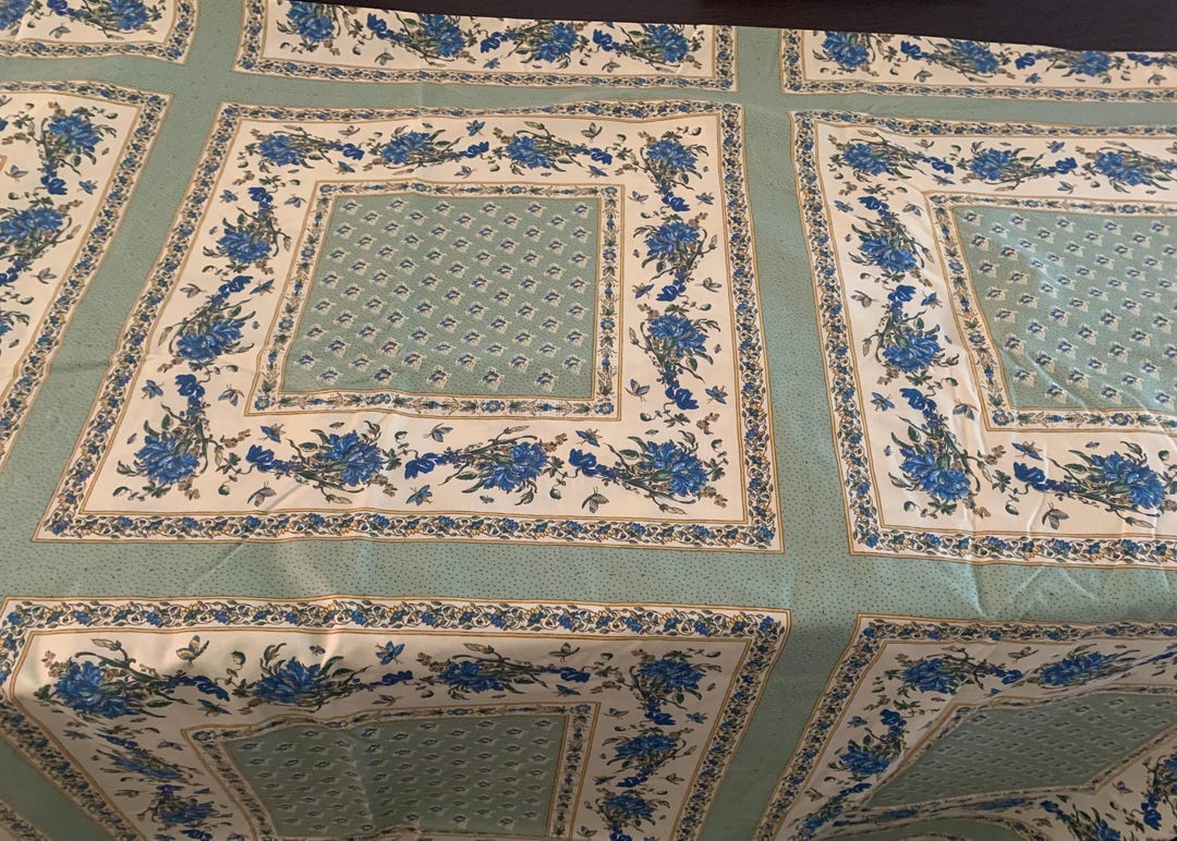 French Provence Provencial Vintage Cotton Tablecloth Fabric Wide Flower ...