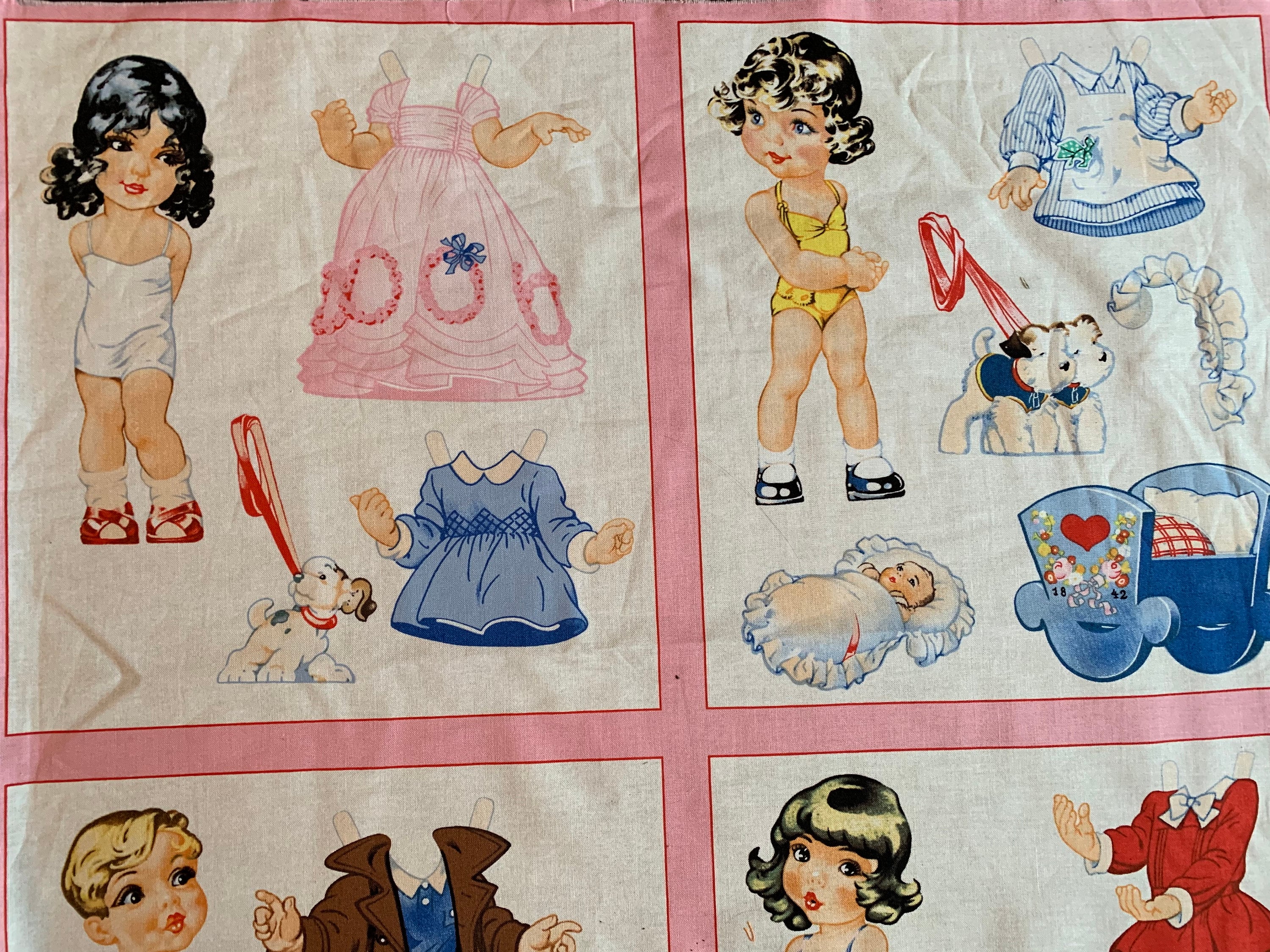 Paper Dolls Fabric Panel. Paper Doll Cuties Paper Dolls - Etsy
