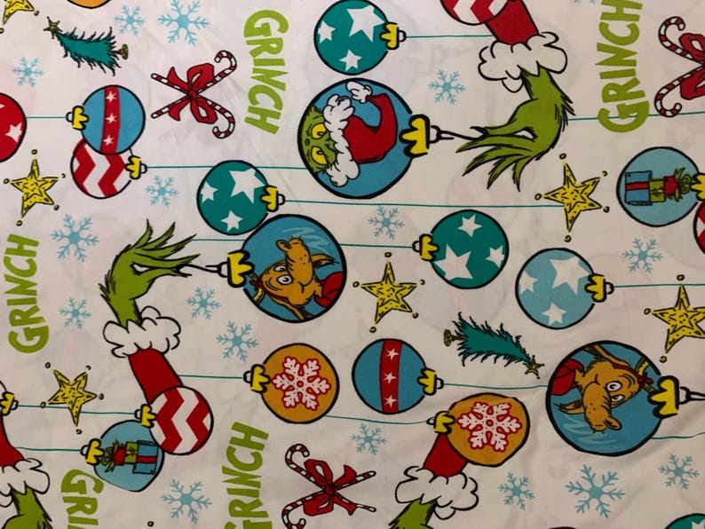 Dr Seuss Fabric, Jersey Stretch Fabric, How the Grinch Stole Christmas ...