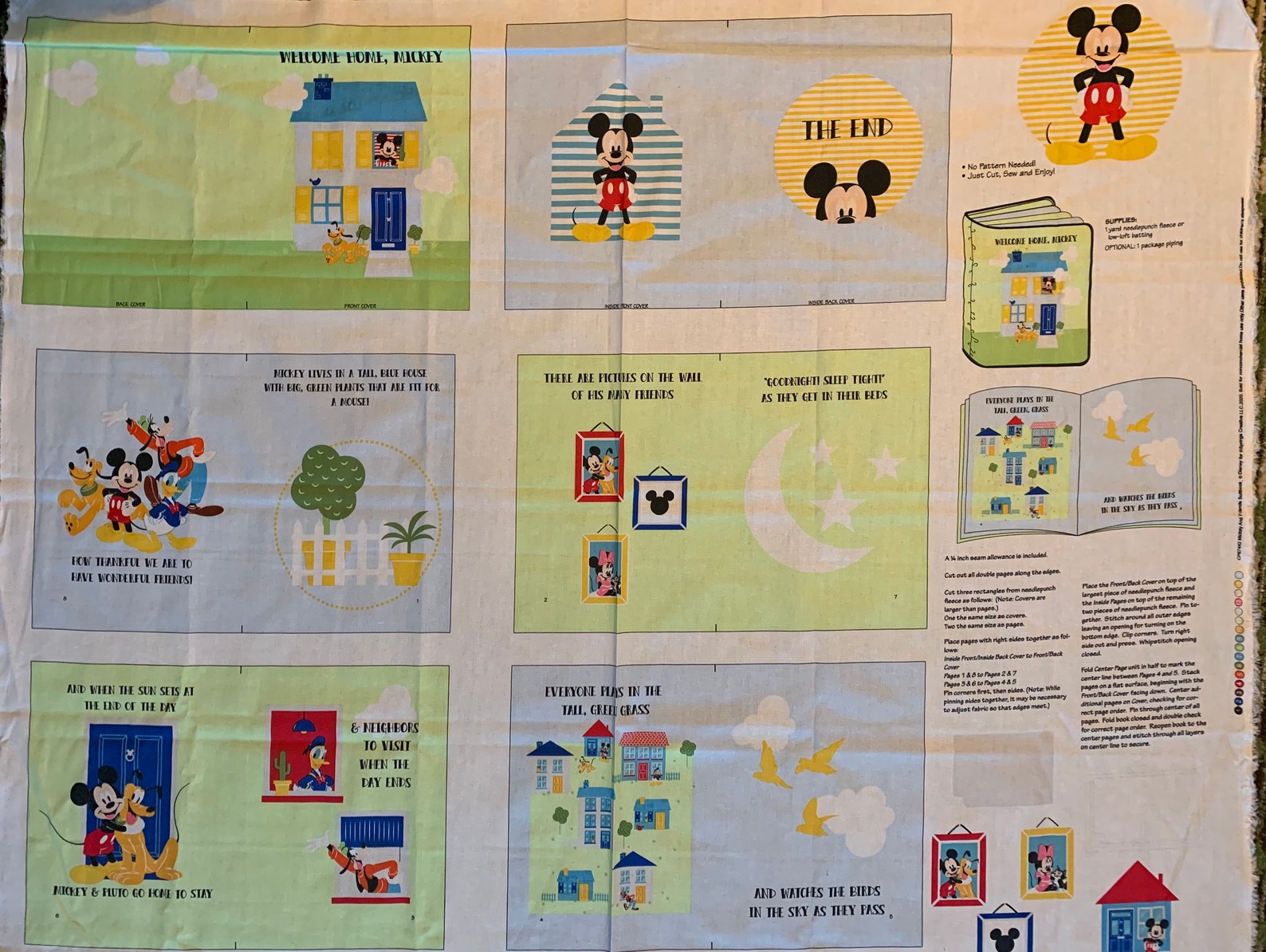 Mickey and Friends Cloth Storybook Panel Sew N Go, Mickey Mouse, Goofy ...