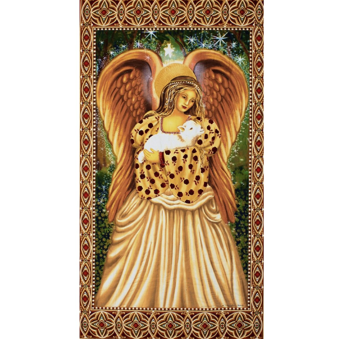 Golden Angel Michael Miller Cotton Panel, Golden Angel Fabric ...