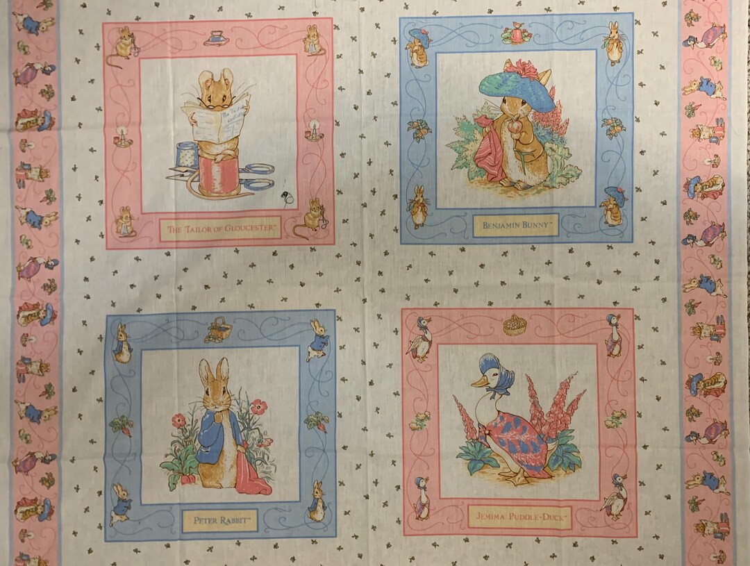 Beatrix Potter Peter Rabbit Book Frederick Warne Quilt Blocks Fabric ...