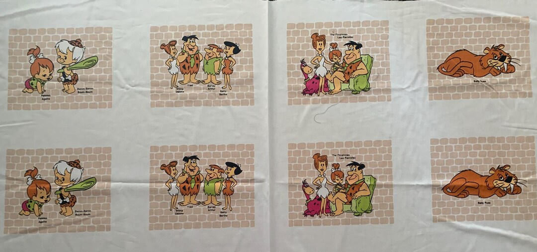 Flintstones Fabric, Fred Flintstone Barney Rubble Betty Bam Bam Dino ...
