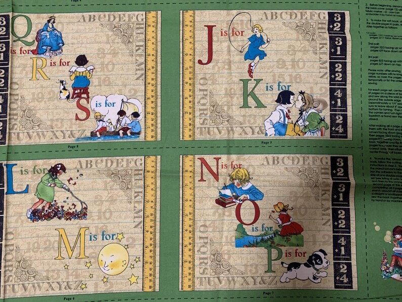 Abc Primer Fabric, Retro Kids Vintage Children Graphics 45 Fabric ...