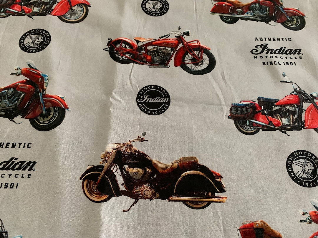 Indian Motorcycle Fabric, Riley Blake Motorcycle, Motorcycle Fabric for ...