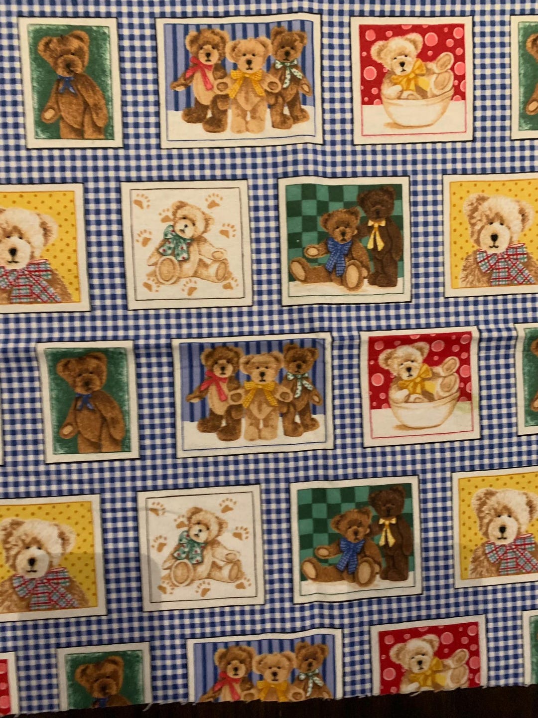 Bears Teddy Bear Flannel Panel Bear Fabric, Sweet Teddy Bear HTF Thin ...
