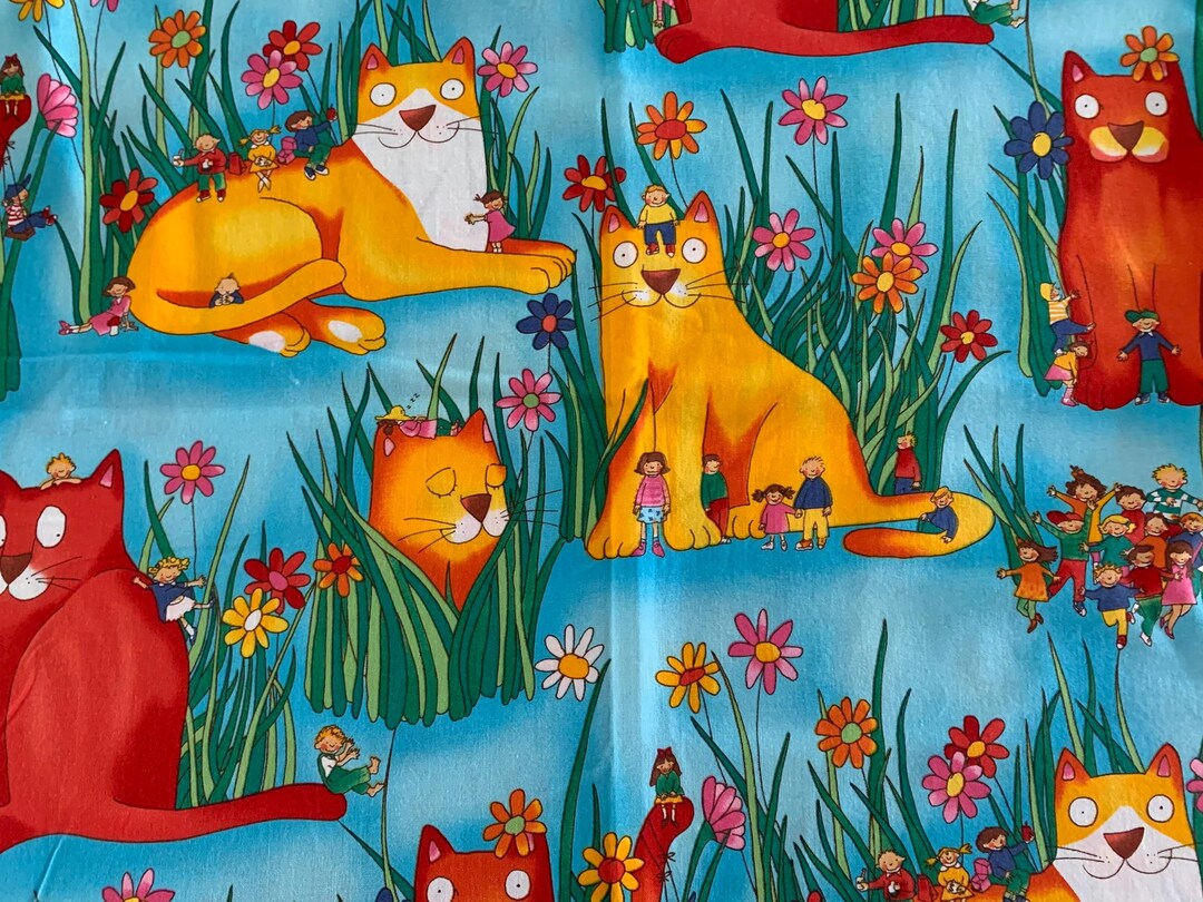 Cat People De Leon Group Alexander Henry Vintage Cotton Fabric 1997 Cat ...