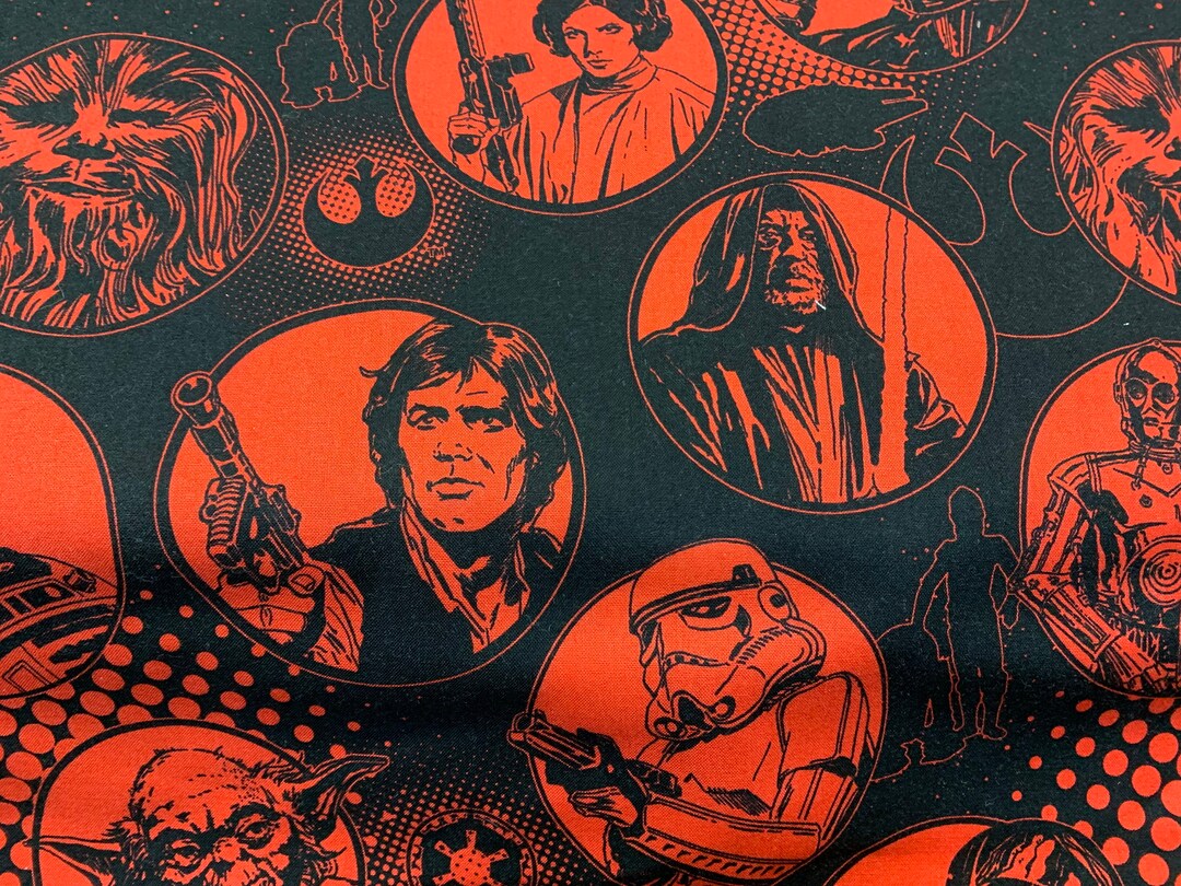 Star Wars Fabric, Retro Star Wars Quilt Cotton , Princess Lea, Hans ...