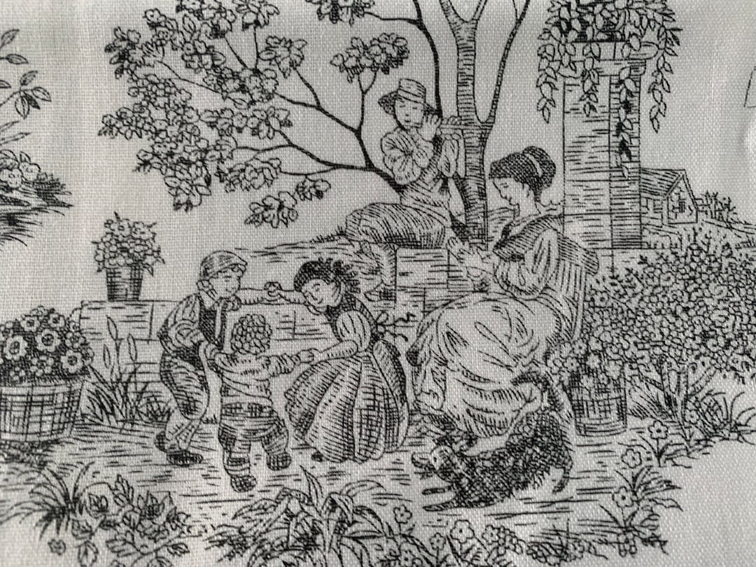 Toile Vintage Kids Playing 100% Cotton Fabric, Vintage Style Kids ...