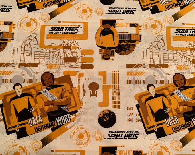 Star Trek Fabric, Star Trek Next Generation Data and Worf Cotton Fabric ...