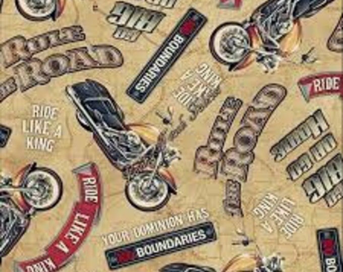 Ride Like a King Motorcycle Fabric ,, Quilting Treasures Jeff Wack ...