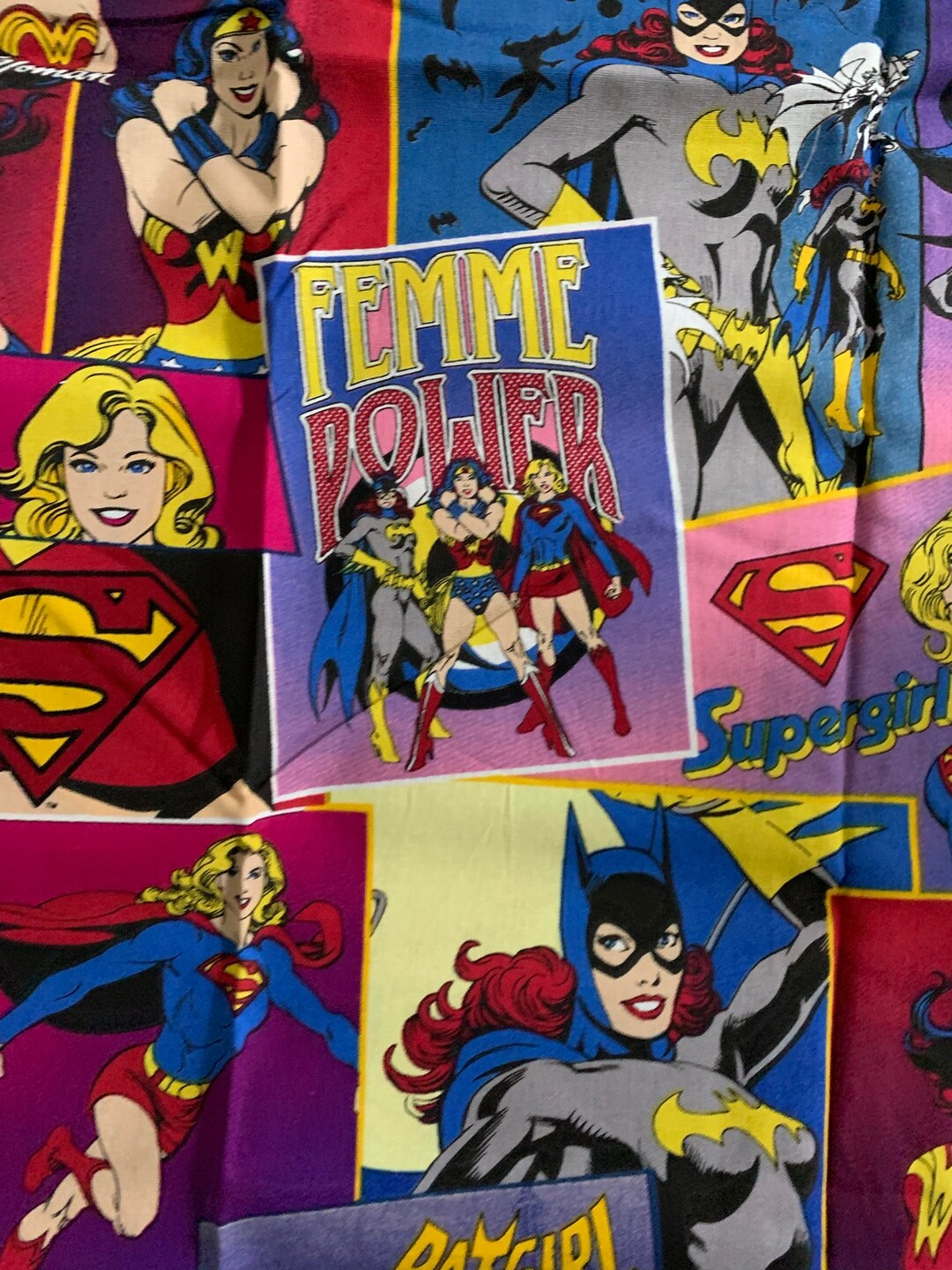 Superhero Fabric Panel, Wonder Woman, Super Girl Fabric, Batgirl Fabric ...