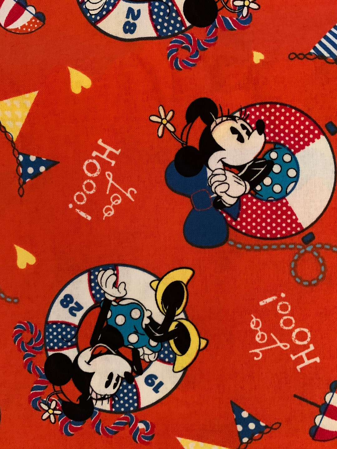 Minnie Mouse Boat Sailor HTF Cotton Fabric, Minnie Mouse in Life ...