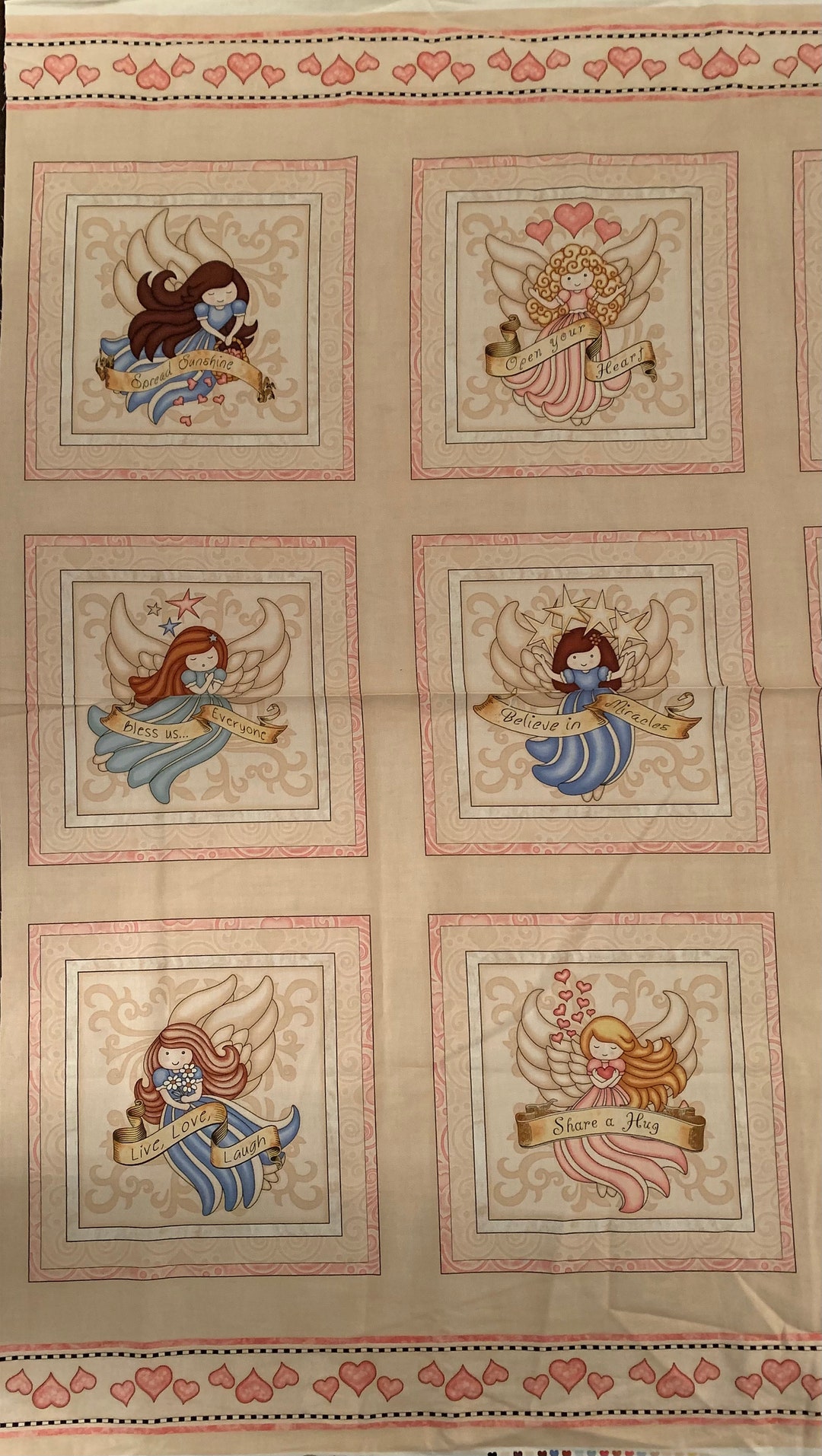 Angels Fabric, Sweet Angels Fabric, Healing Hearts Dan Morris 2014 HTF ...