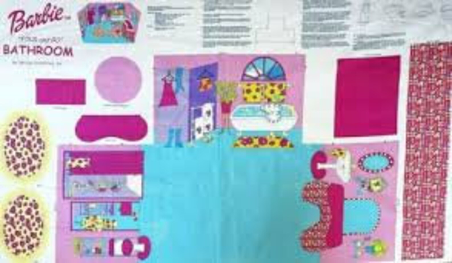 Barbie Fabric Fold and Go Barbie Bathroom Fabric Panel to Sew - Etsy