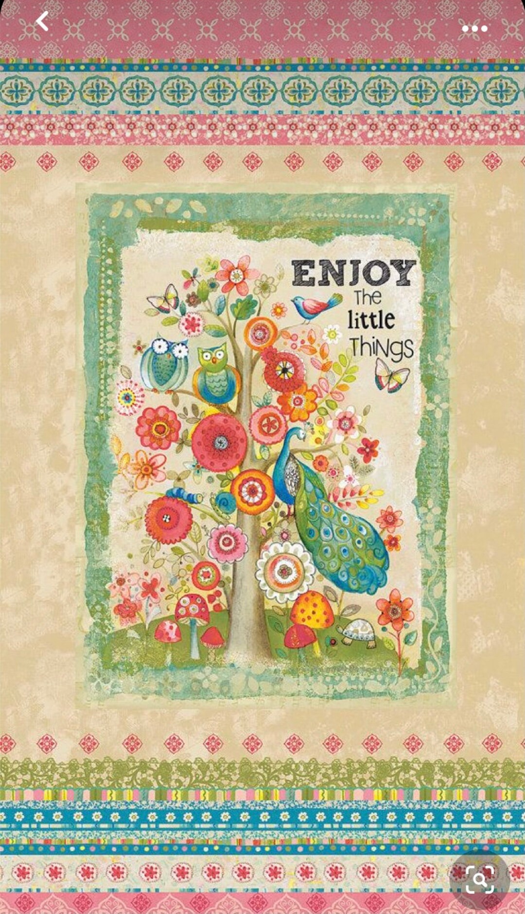 Tree of Life Panel Fabric by Sue Zipkin Clothworks Peacock Animal Quilt ...