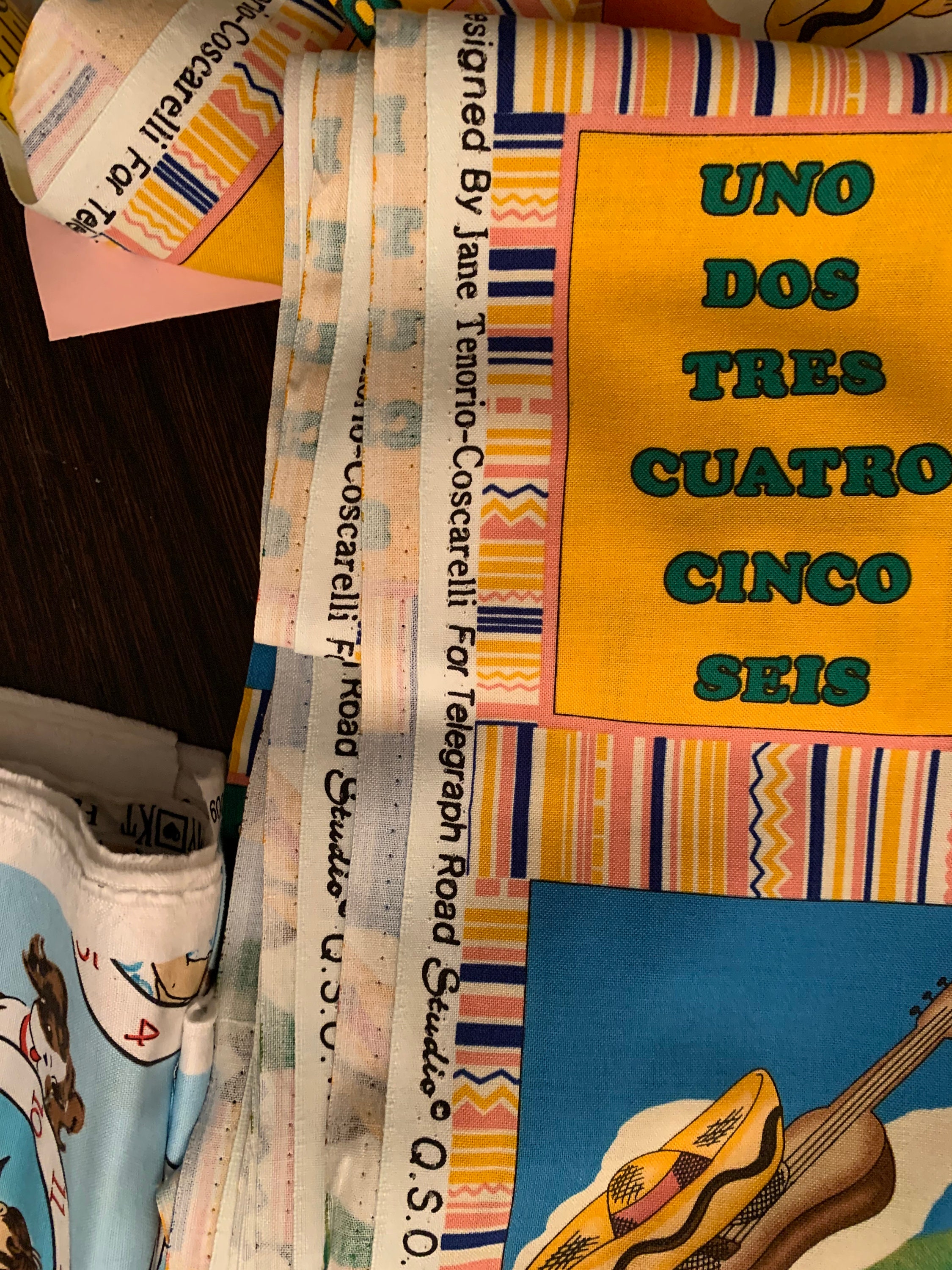 Jane Tenorio-coscarelli Fabric Mexican Spanish Cotton Fabric Telegraph ...