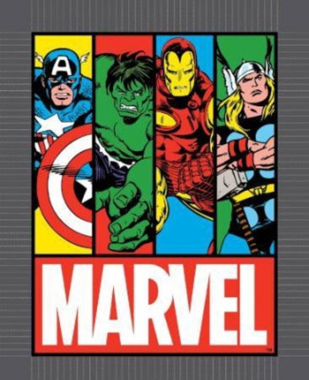 Marvel Fabric Panel, the Mighty Thor Captain America Hulk Marvel Comics ...