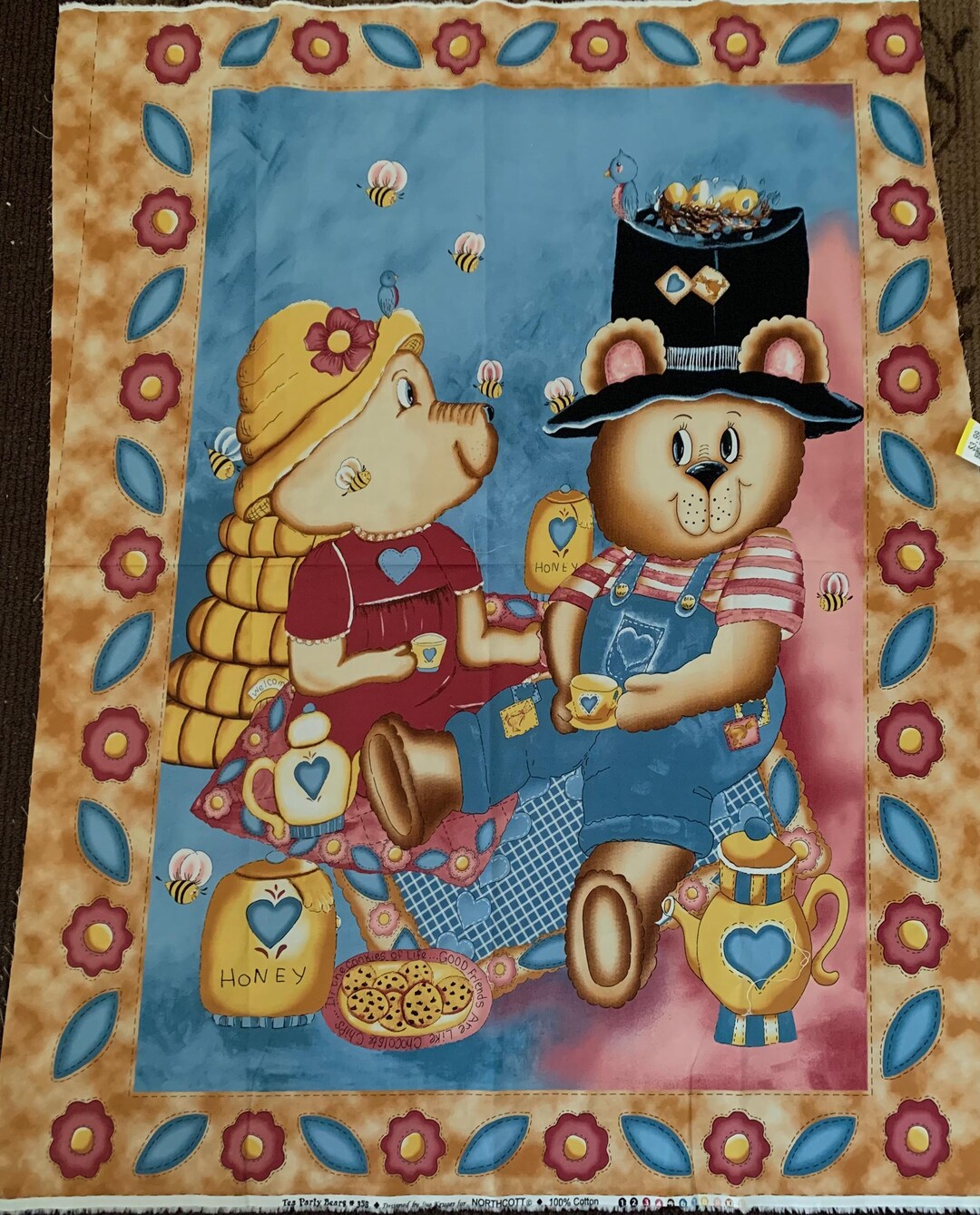 Teddy Bear Picnic Party Bears Northcott Sue Kruger Quilt Fabric Panel ...