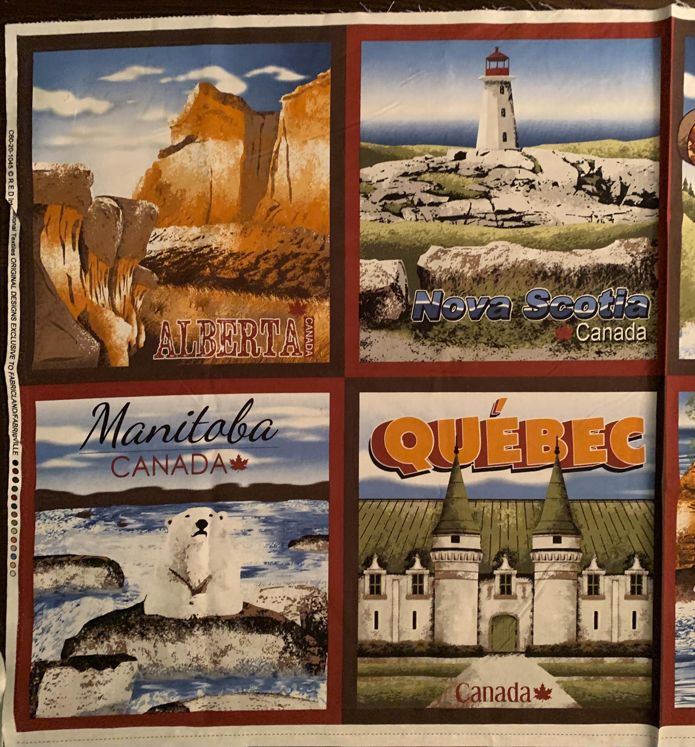 Canada Panel, Canada Map Fabric Provinces Territories Squares. Nunavut ...