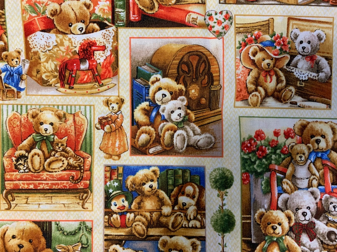 Teddy Bear Fabric, Cutest Stuffed Bears Hugs Fabri -quilt, Teddy Bear ...