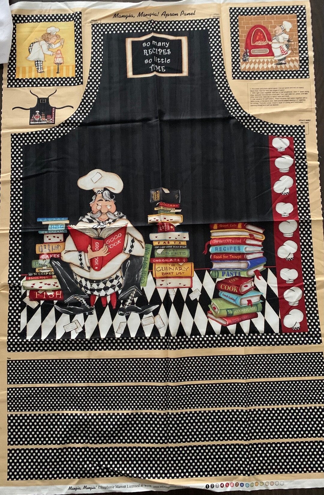 Kitchen Apron Panel, Mangia Mangia Apron Panel Fabric, Wilmington ...