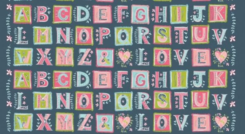 Love Letters Alphabet Fabric Panel by Jane Farnham Alphabet - Etsy