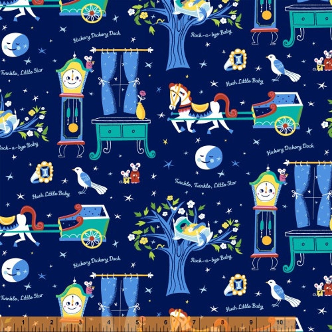 Nursery Rhymes Fabric, Childrens Rhymes Cotton Fabric, Quilt Childrens ...