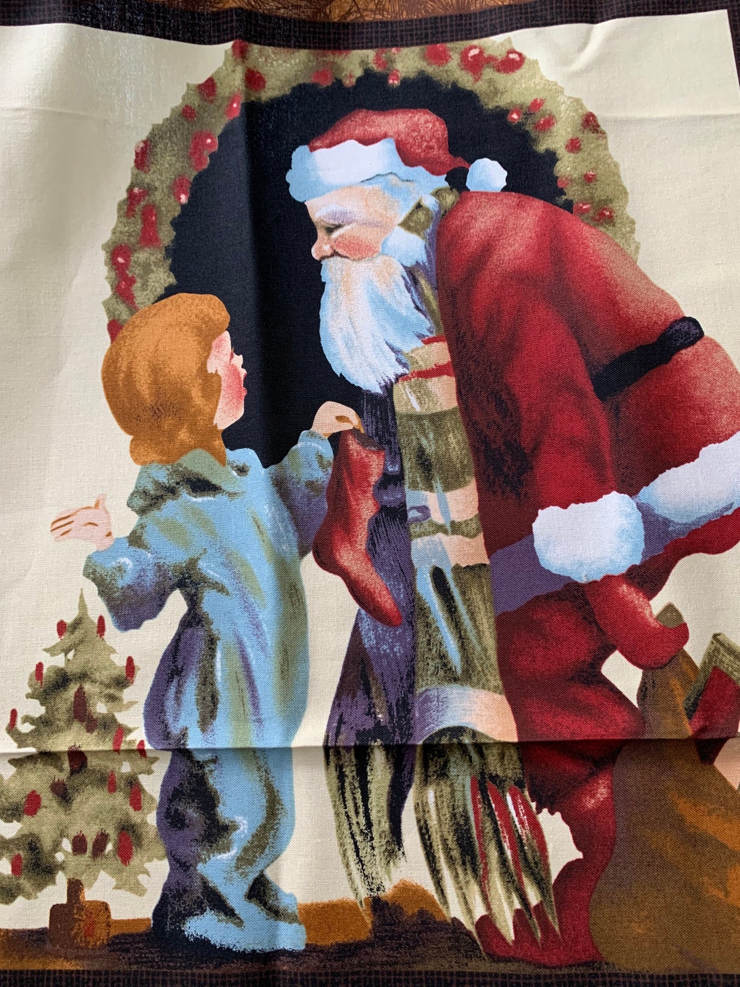 Christmas Santa With Children Panel, Santa Vintage Quilting Panel Cover ...