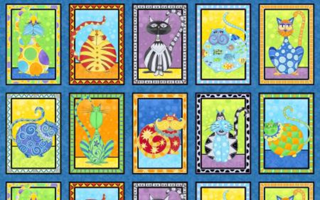 Cat Fabric Panel, Cats Meow Bella Lu Cat Panel, Cat Cotton Quilt Panel ...
