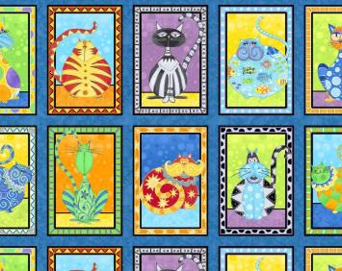 Cat Fabric Panel, Cats Meow Bella Lu Cat Panel, Cat Cotton Quilt Panel ...