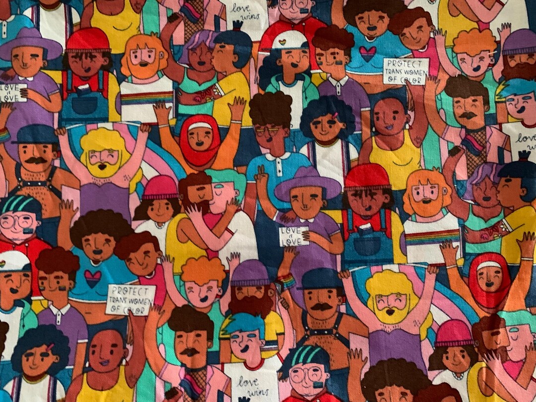 Pride Parade, Faces Transgender LGBTQ Cotton Quilting Fabric People by ...