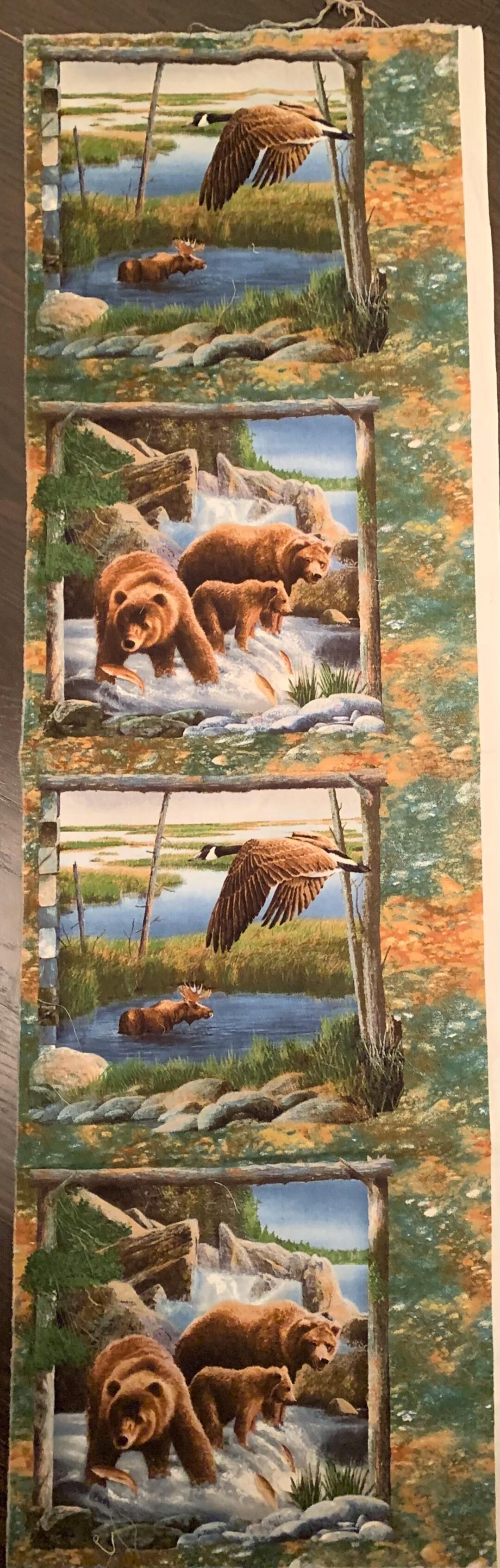 Brown Bear Fabric, Bear Mountain Birds Loons Moose Canada Nature Fabric ...