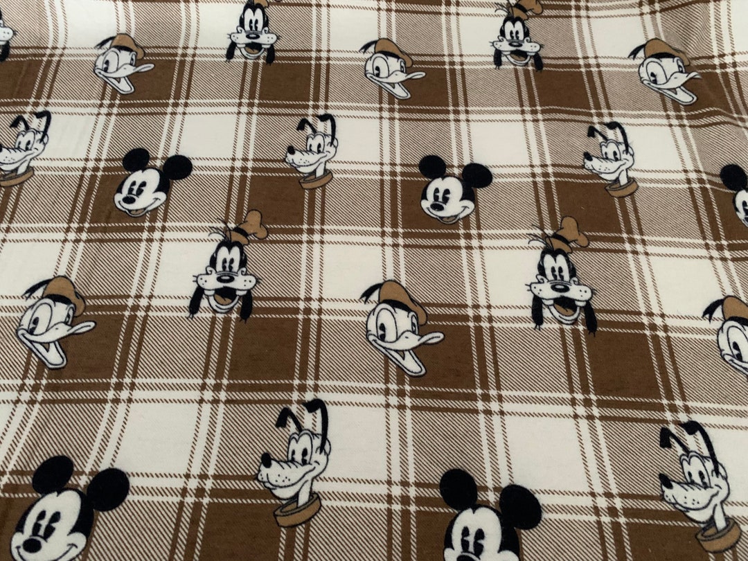 Mickey Mouse Goofy Donald Duck Disney Plaid Flannelette Cotton ...