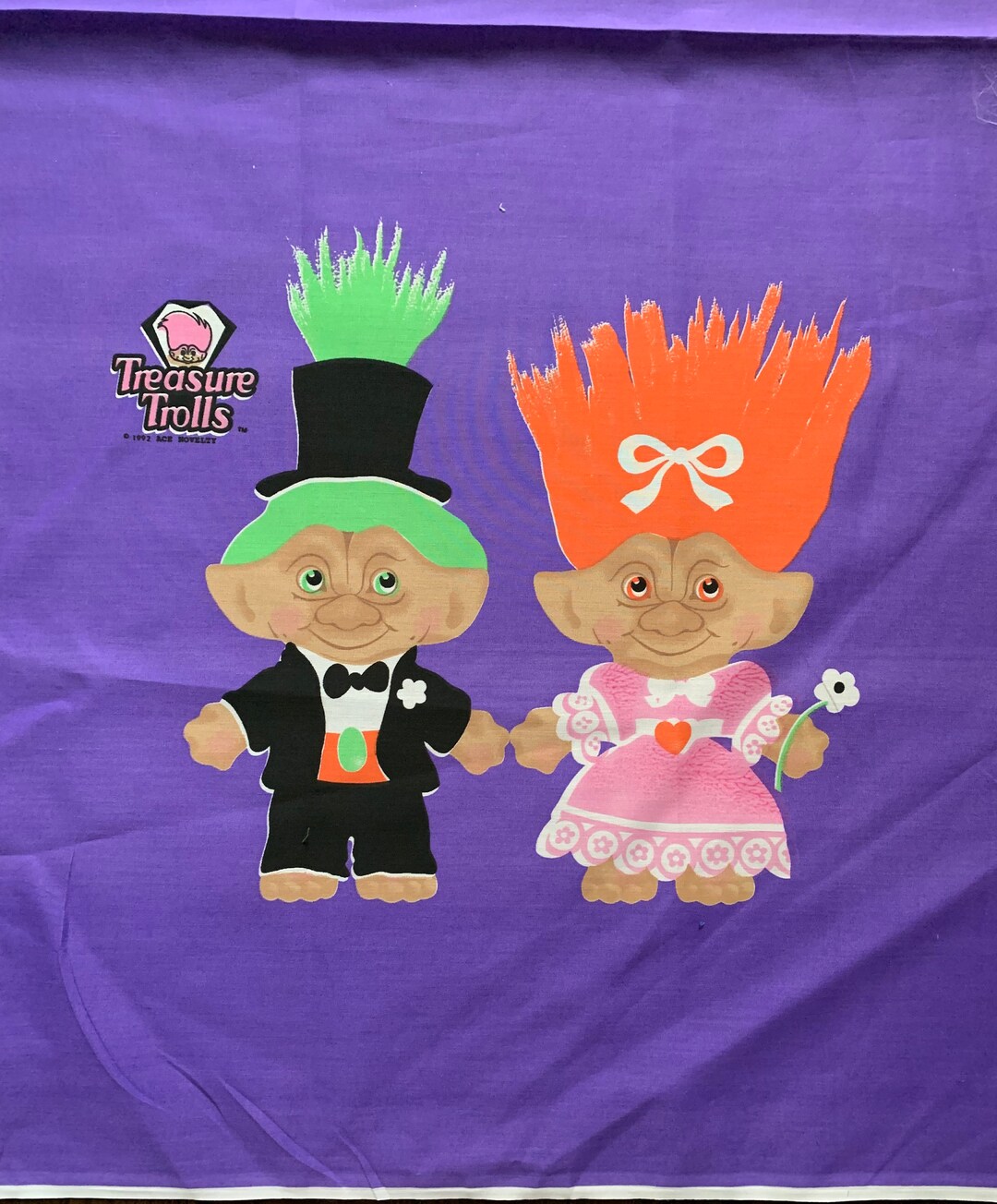 Vintage Trolls Panel, Bride Groom Trolls Licensed Old Rare Fabric New ...