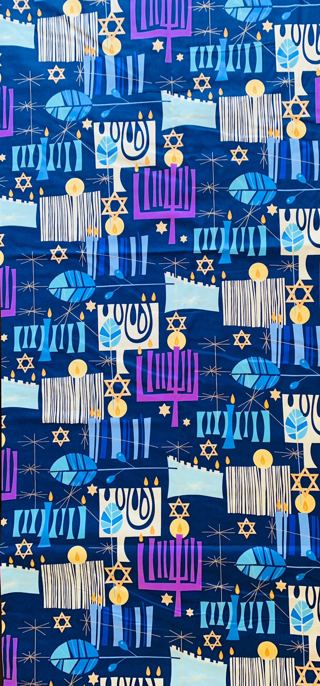Hannukah menorah cotton fabric Hanukkah cotton Jewish fabric by the 1/2 ...