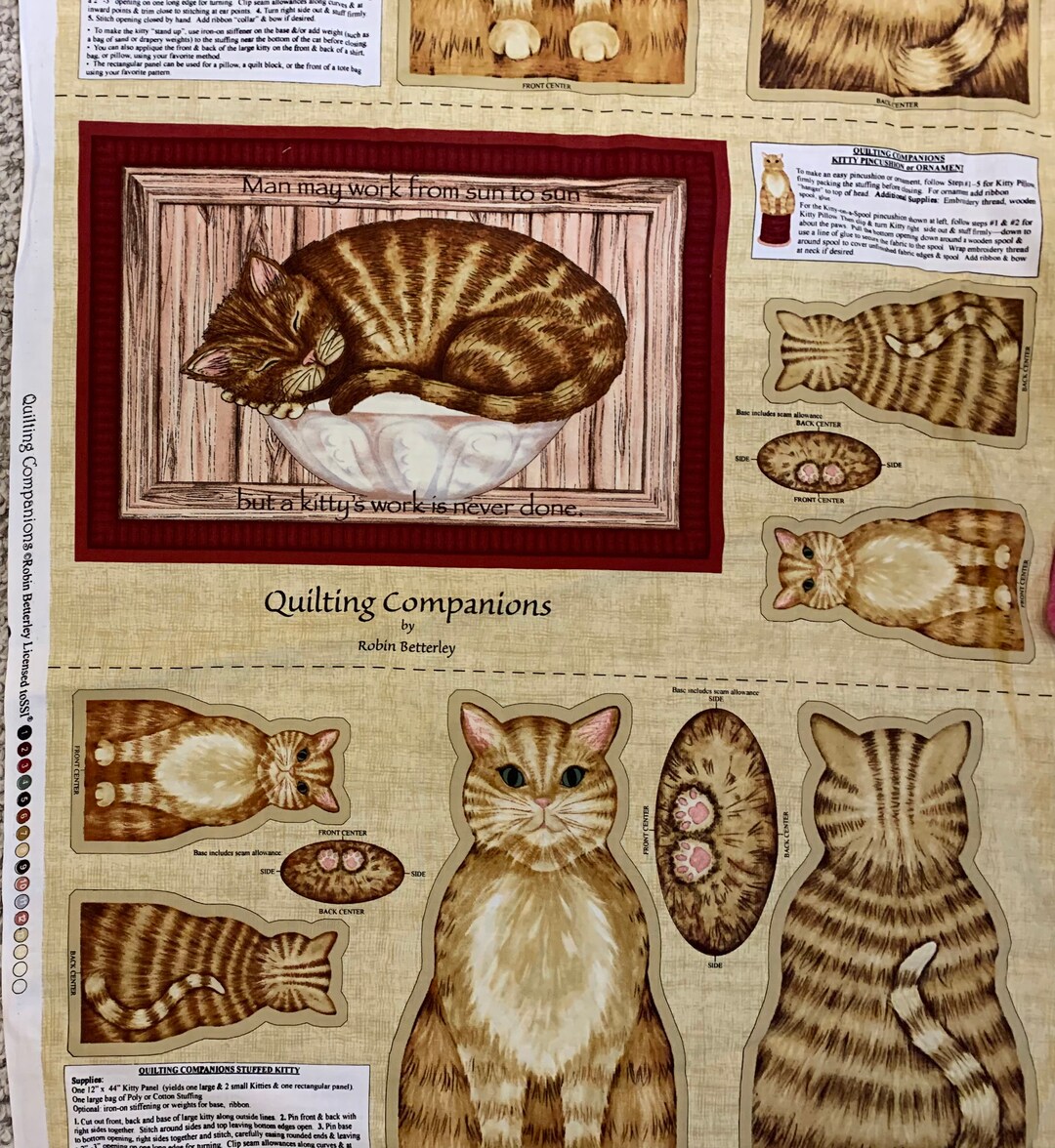 Cat Panel, Cat Fabric Quilting Companion Robin Betterley Sew a Cat ...
