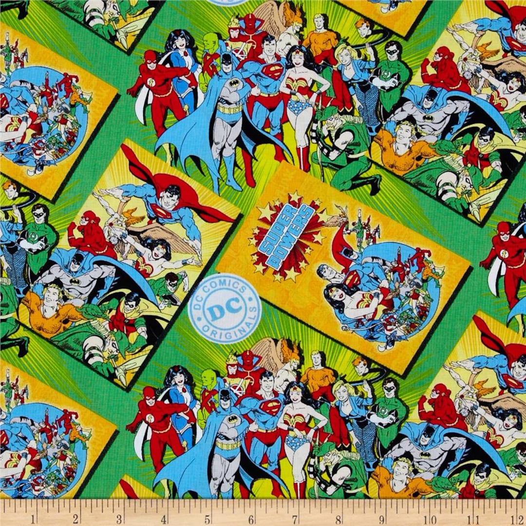 Dc Comics Superhero Fabric, Retro DC Comics Wonder Woman , Green ...