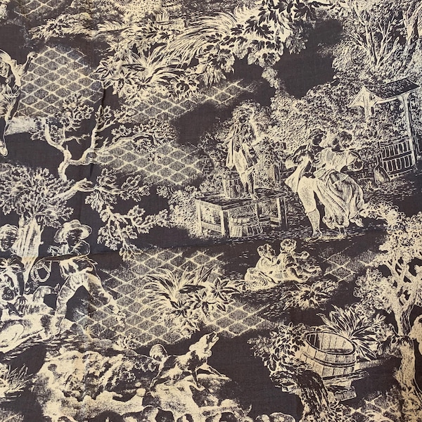 Black Toile Fabric - Etsy